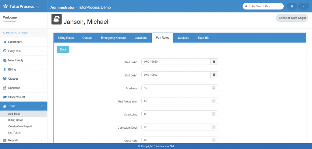 Features | Cloud-based Tutoring Business Administration System